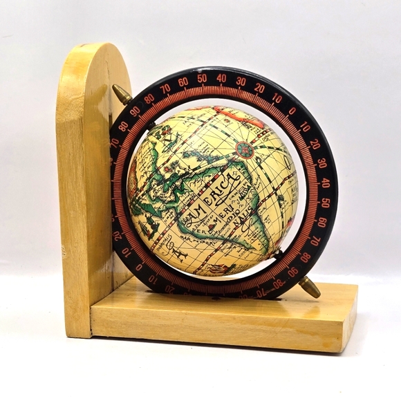 Hand Crafted | Accents | Vintage Single World Globe Bookend Old World ...